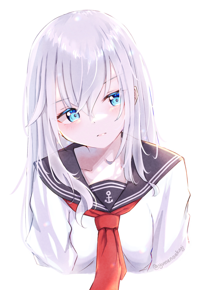 Safebooru - 1girl anchor symbol black sailor collar blue eyes blush closed mouth double-parted ...