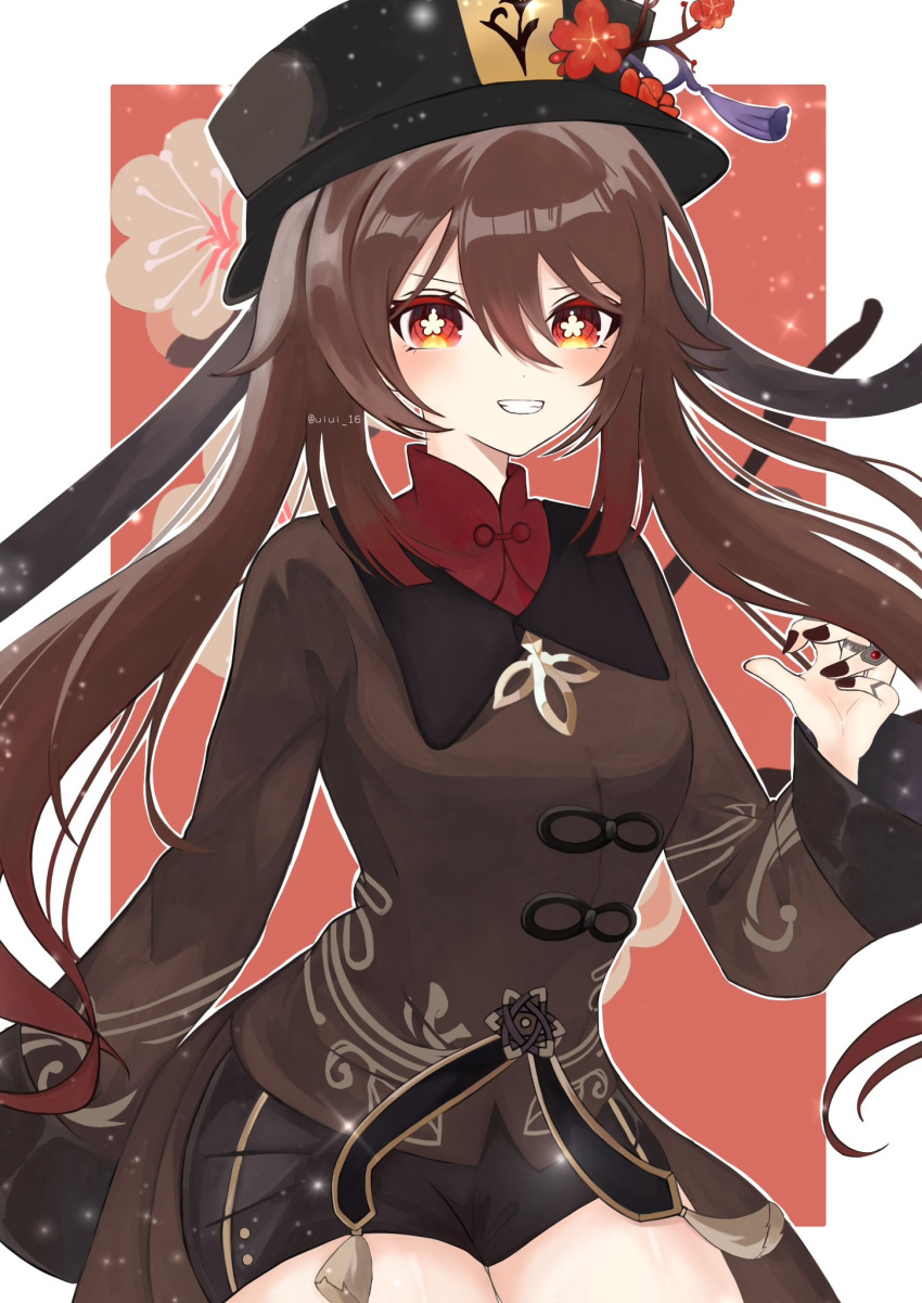 Safebooru - 1girl bead bracelet beads black headwear black nails bracelet brown hair chinese ...