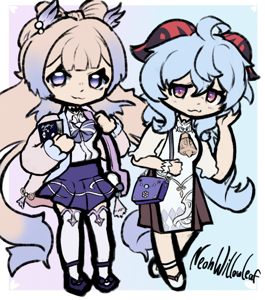 Safebooru - absurdres bell black choker blue hair bow bowtie choker highres horns long skirt ...