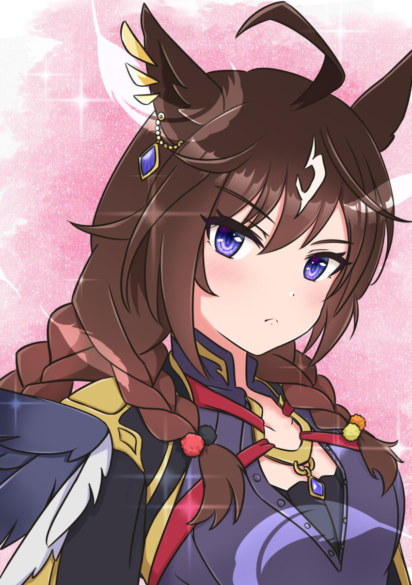 Safebooru - 1girl absurdres ahoge alternate hairstyle animal ears blue eyes brown hair duramente ...
