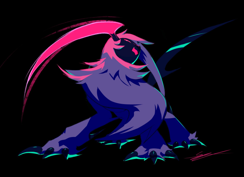 Safebooru - absol black background bright pupils claws fang full body ...