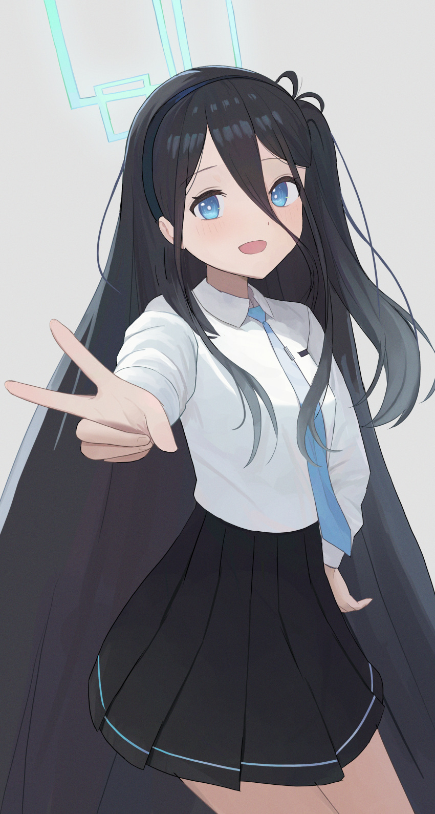Safebooru - 1girl absurdres aris (blue archive) black hair blue archive blue eyes blush collared ...