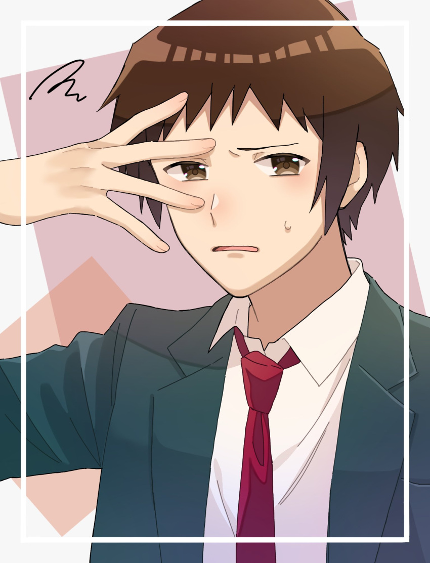 Safebooru - 1boy blazer brown eyes collared shirt commentary request ...