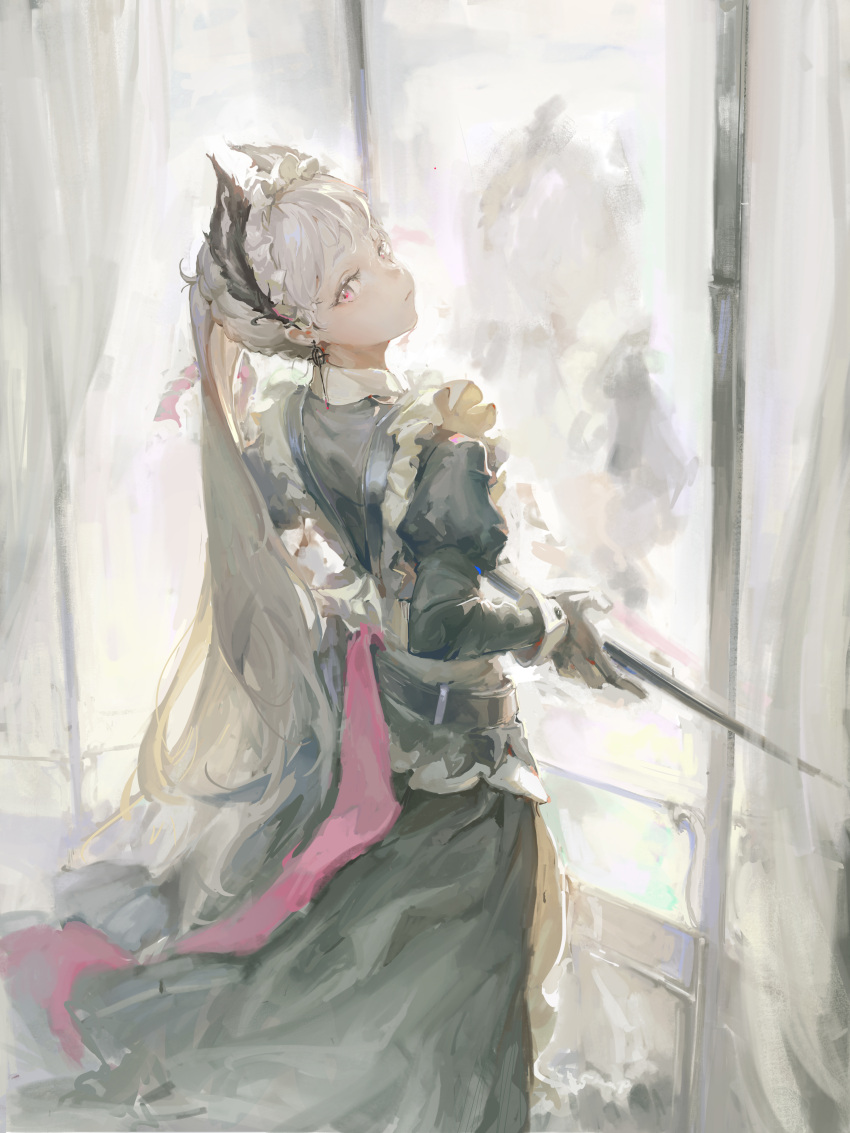 Safebooru - 1girl absurdres apron arknights black dress black gloves closed mouth commentary ...