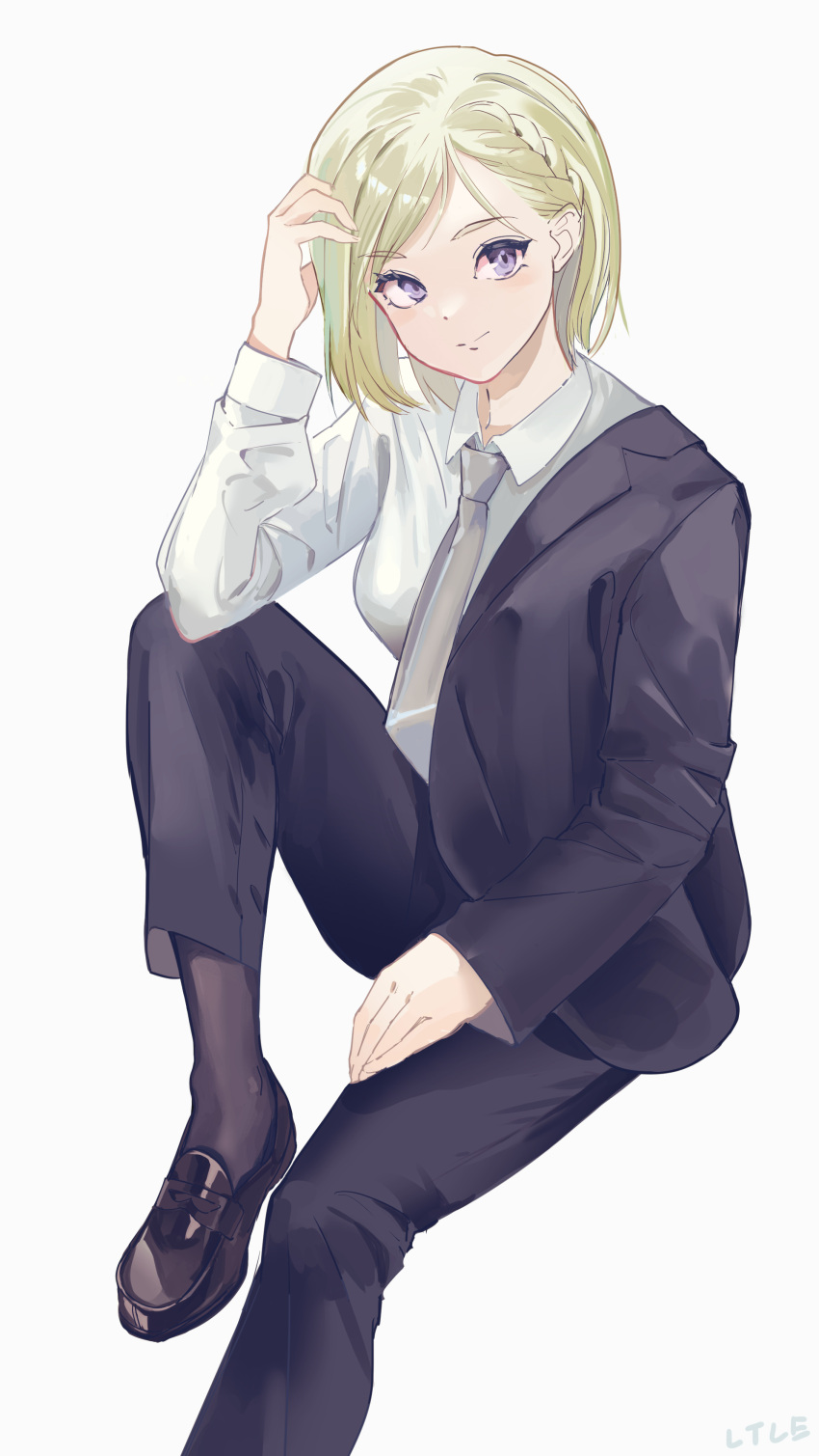 Safebooru - 1girl absurdres alternate hairstyle black footwear black jacket black pants black ...