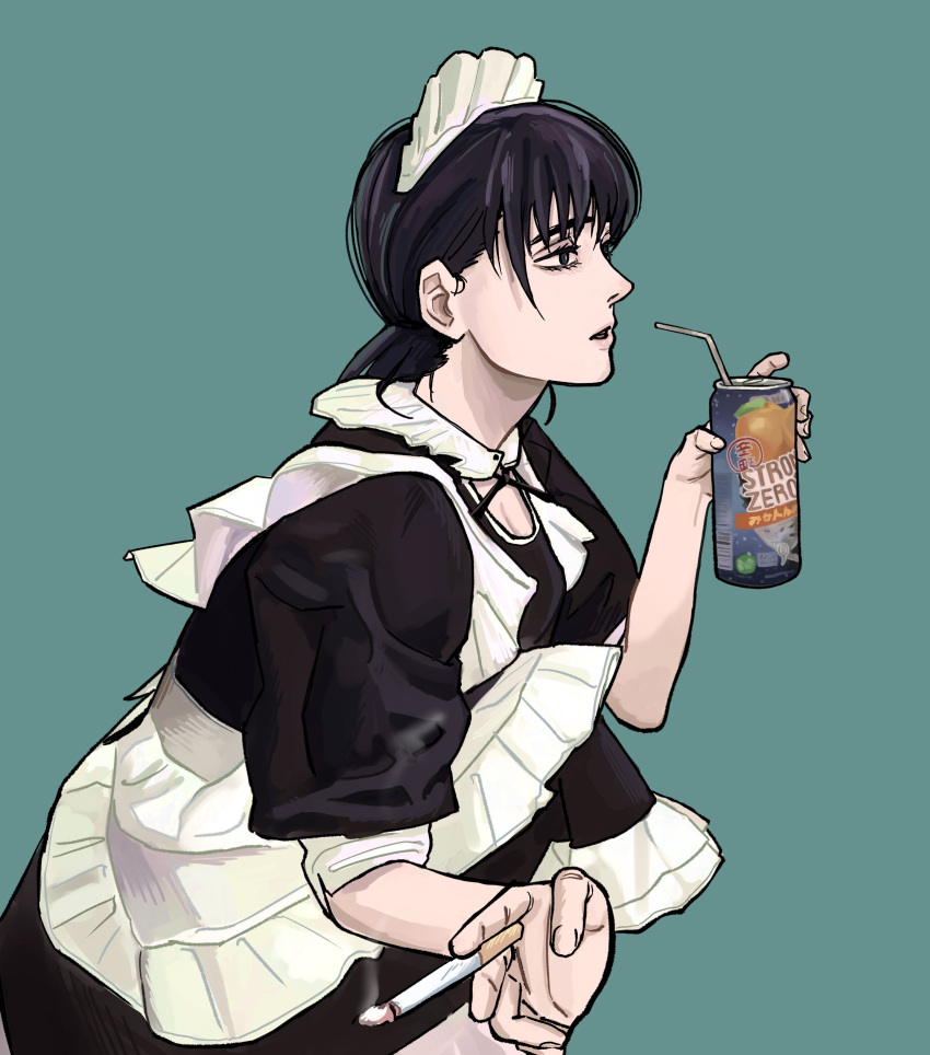 Safebooru - 1girl absurdres alternate costume apron black dress black hair chainsaw man dress ...