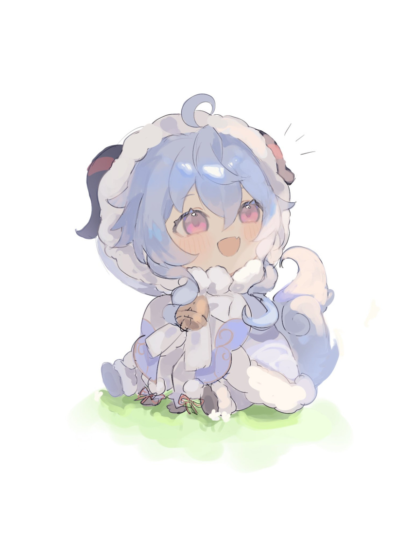 Safebooru - 1girl ahoge aroha252538 blue hair chibi cloak commentary ...