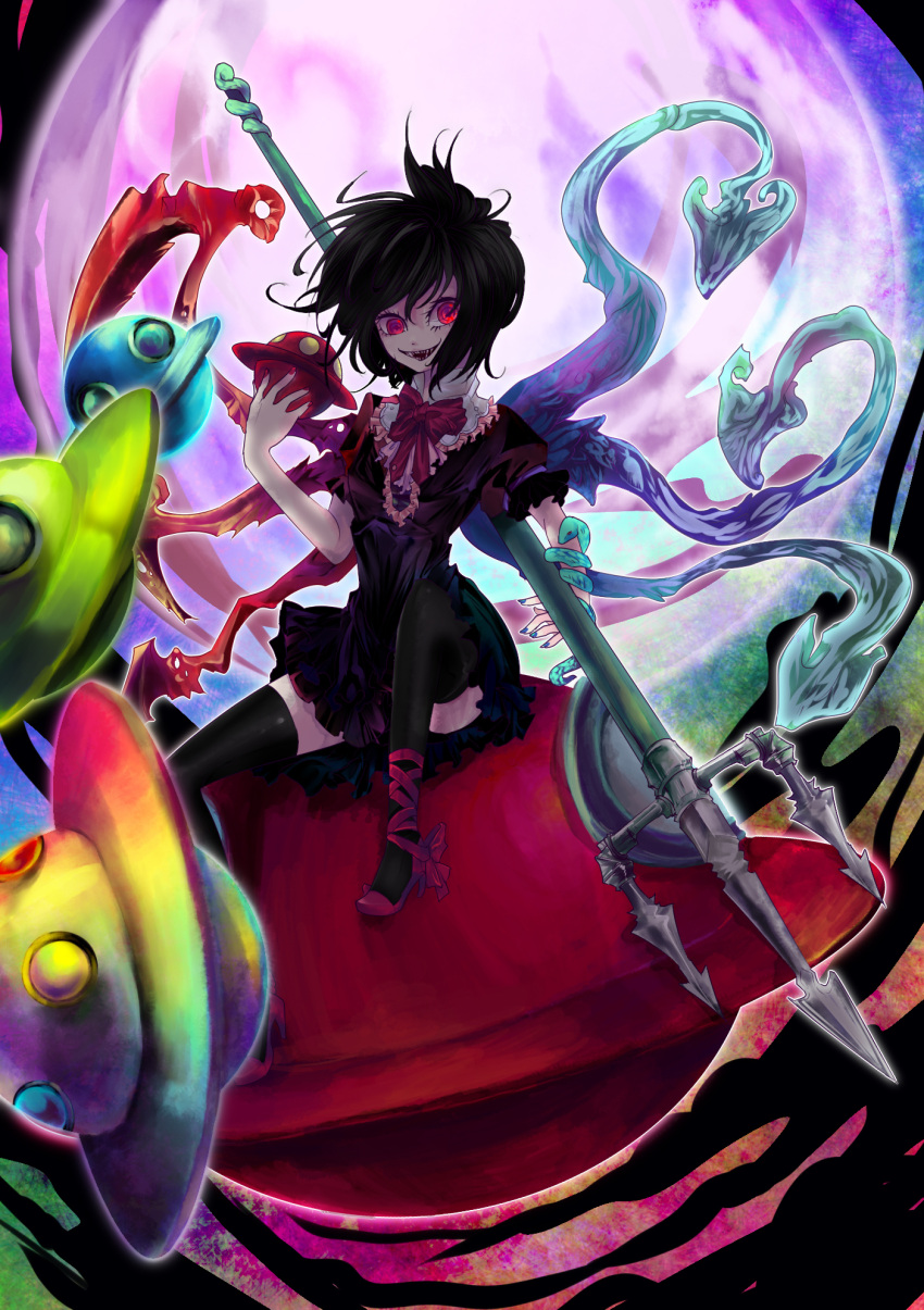 Safebooru - black hair black legwear black thighhighs dress enkoko ...