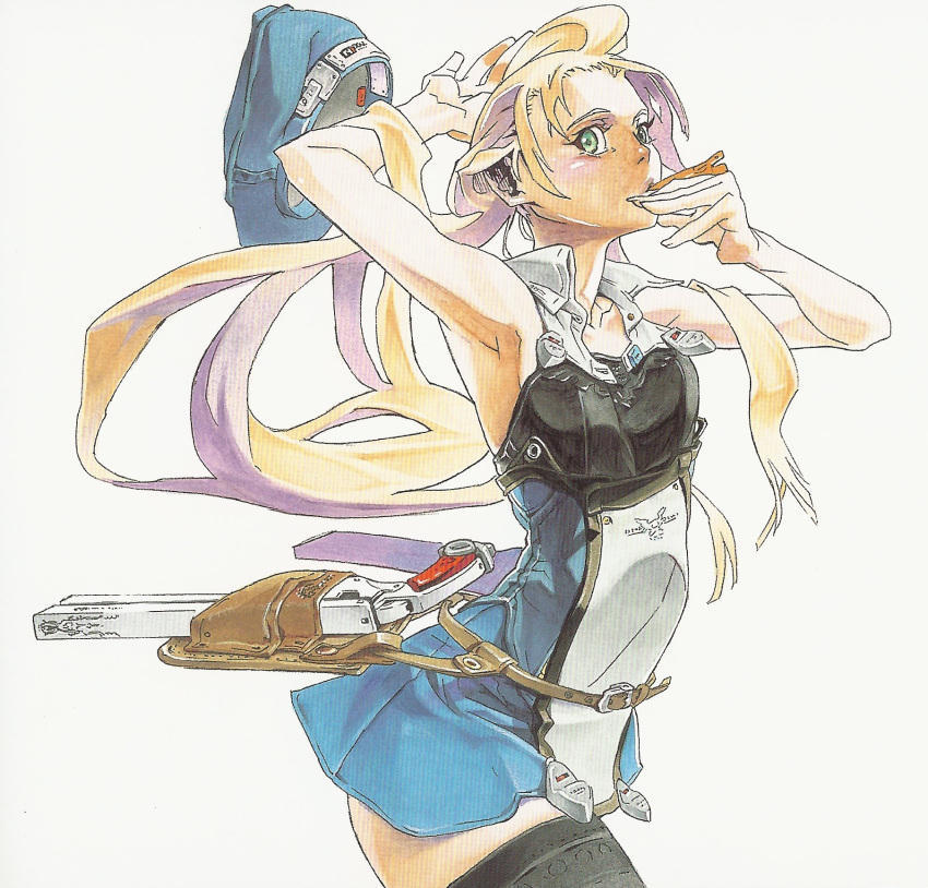 Safebooru Beret Blazblue Blonde Hair Green Eyes Gun Hat Highres 4087