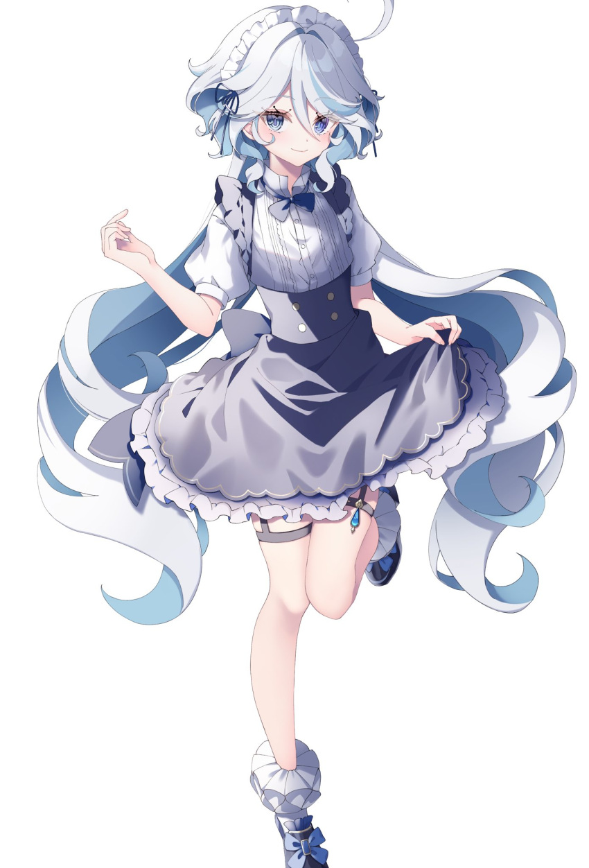 Safebooru - 1girl ahoge blue eyes blue hair closed mouth dress furina (genshin impact) genshin ...