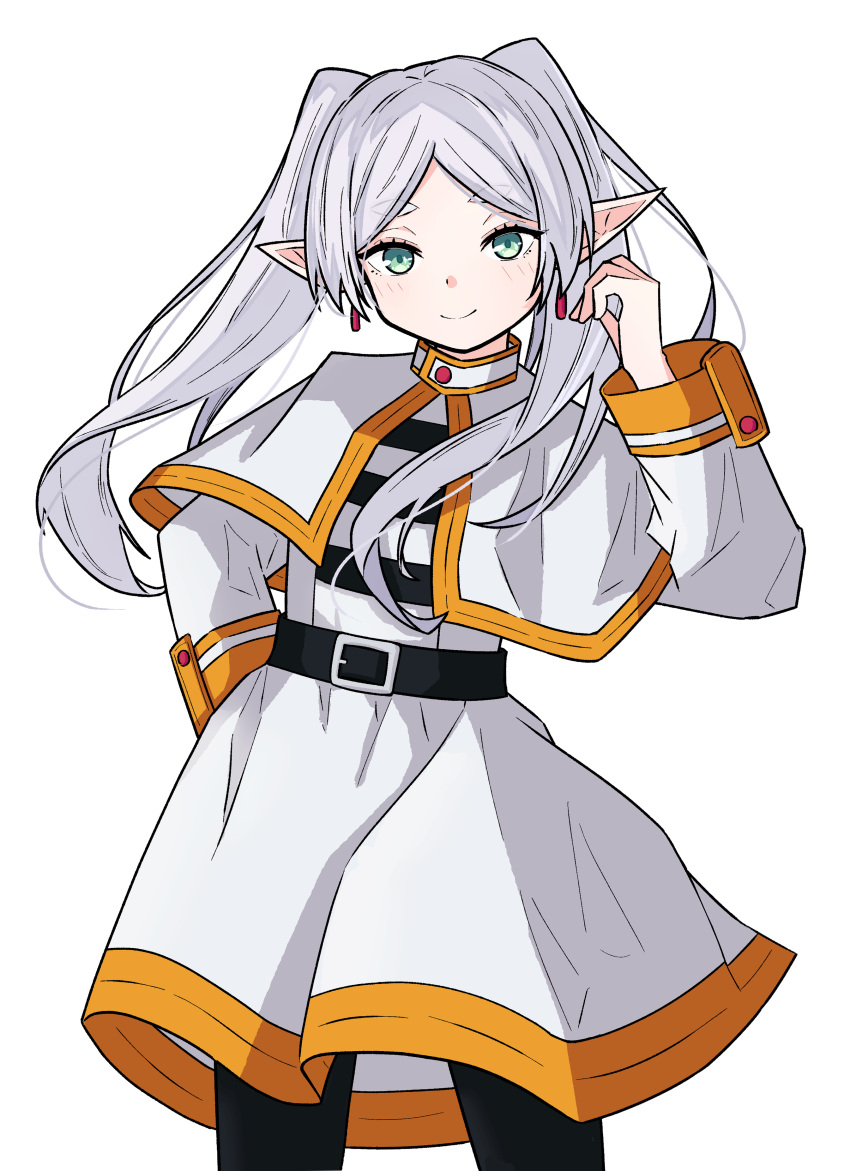 Safebooru - 1girl absurdres belt black belt black pantyhose blush capelet dress drop earrings ...