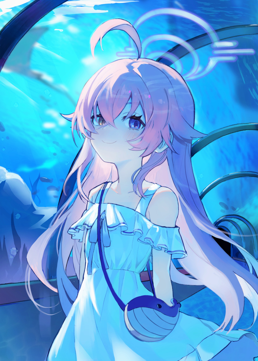 Safebooru - 1girl absurdres ahoge aquarium bag blue archive blue eyes blush closed mouth ...