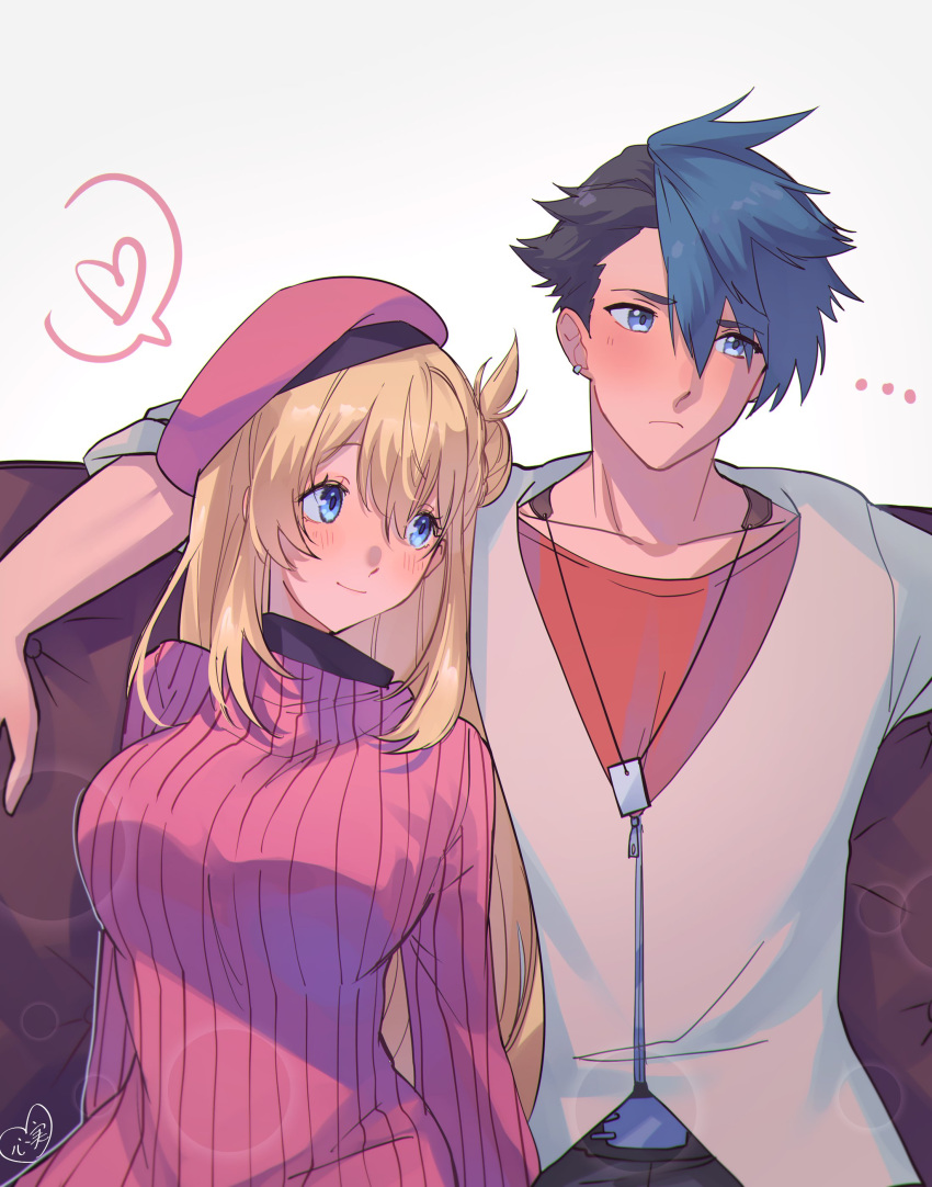 Safebooru - ... 1boy 1girl absurdres agnes claudel beret black hair blonde hair blue eyes blue ...