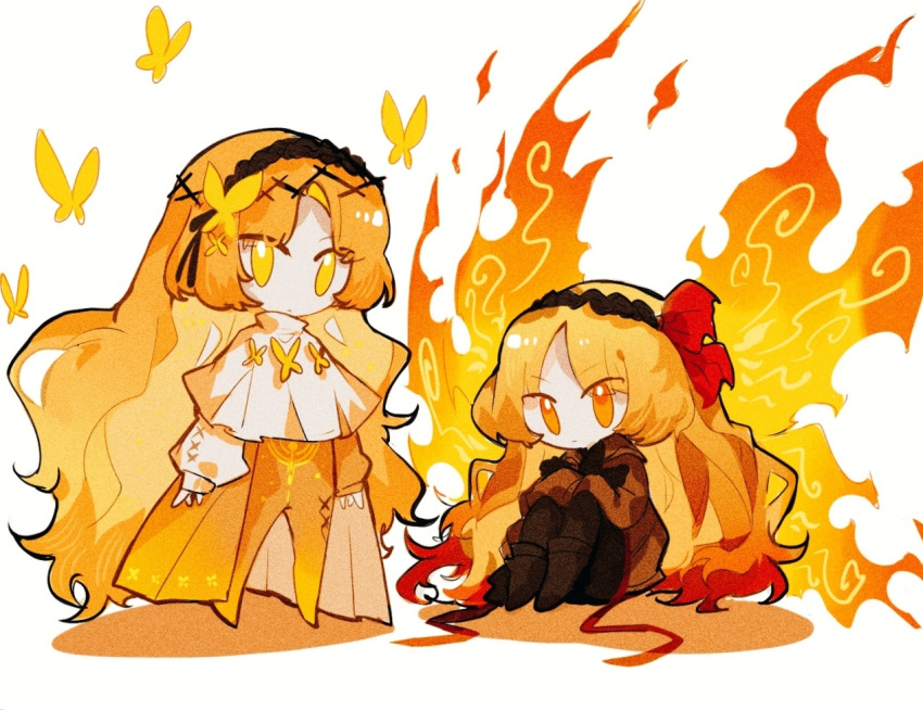 Safebooru - 2girls aislan black dress blonde hair bug butterfly chibi ...
