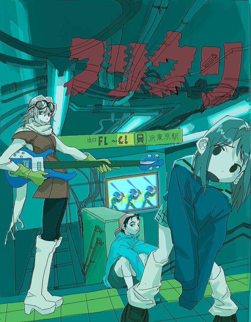 Safebooru - 1boy 2girls albinosun baseball bat baseball cap boots cable ...