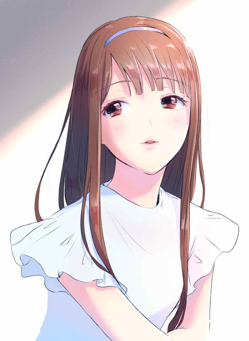 Safebooru - 1girl blunt bangs brown eyes brown hair commentary request ...