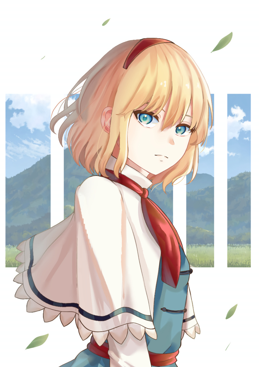 Safebooru - 1girl alice margatroid ascot blonde hair blue dress blue eyes capelet commentary ...