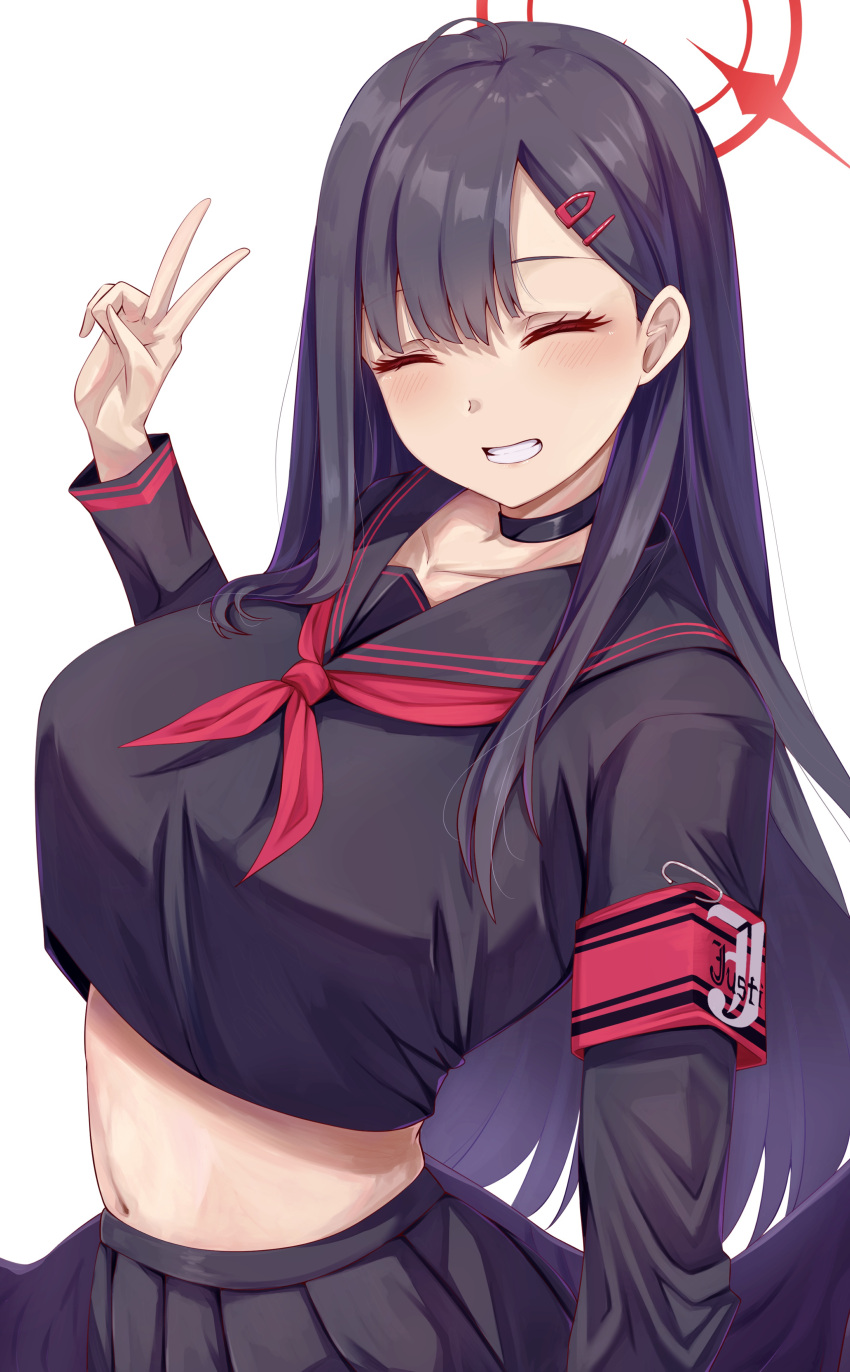 Safebooru - 1girl absurdres armband black choker black hair black sailor collar black serafuku ...