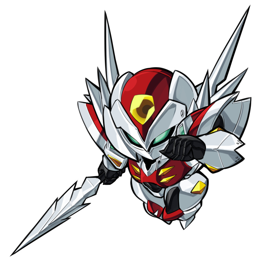 Safebooru - 1boy armor chibi clenched hand green eyes highres holding ...