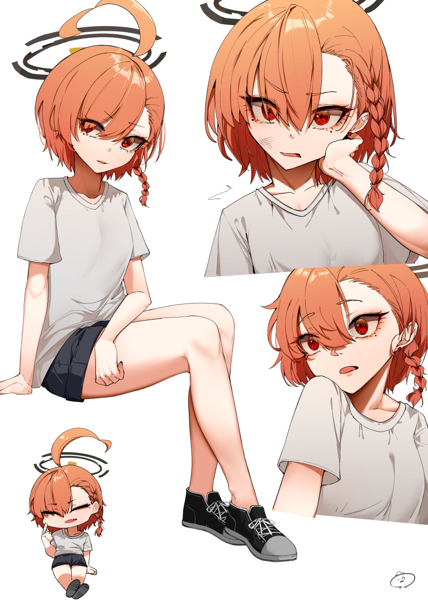 Safebooru - 1girl absurdres ahoge alternate costume black footwear black shorts blue archive ...