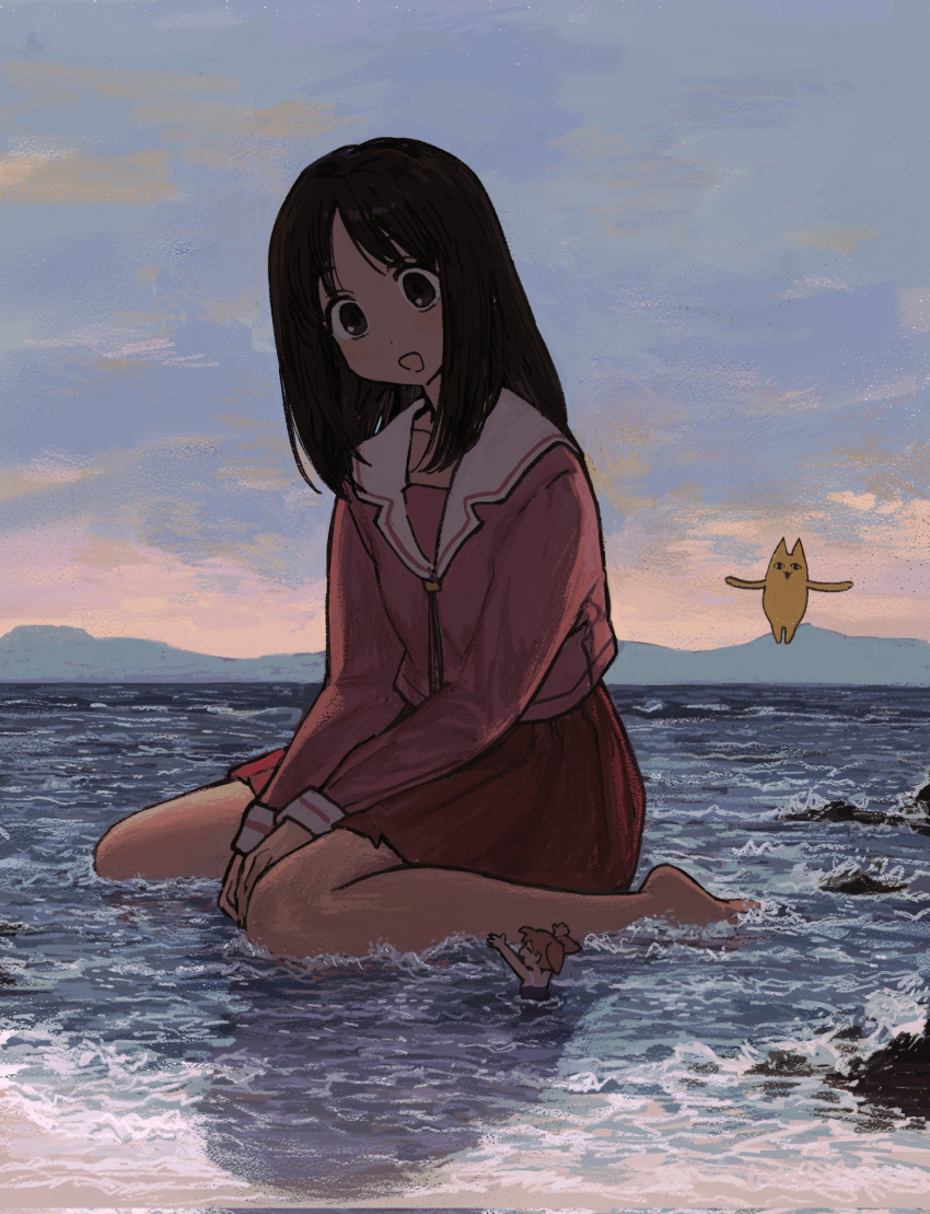 Safebooru - 2girls azumanga daioh azumanga daioh's school uniform barefoot between legs black ...