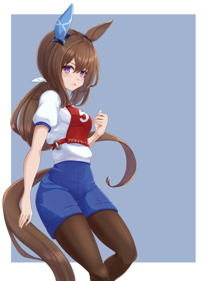 Safebooru - 1girl admire vega (umamusume) alternate costume animal ears breasts brown hair gym ...