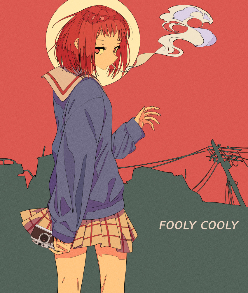 Safebooru - 1girl absurdres brown eyes camera cigarette flcl highres ...