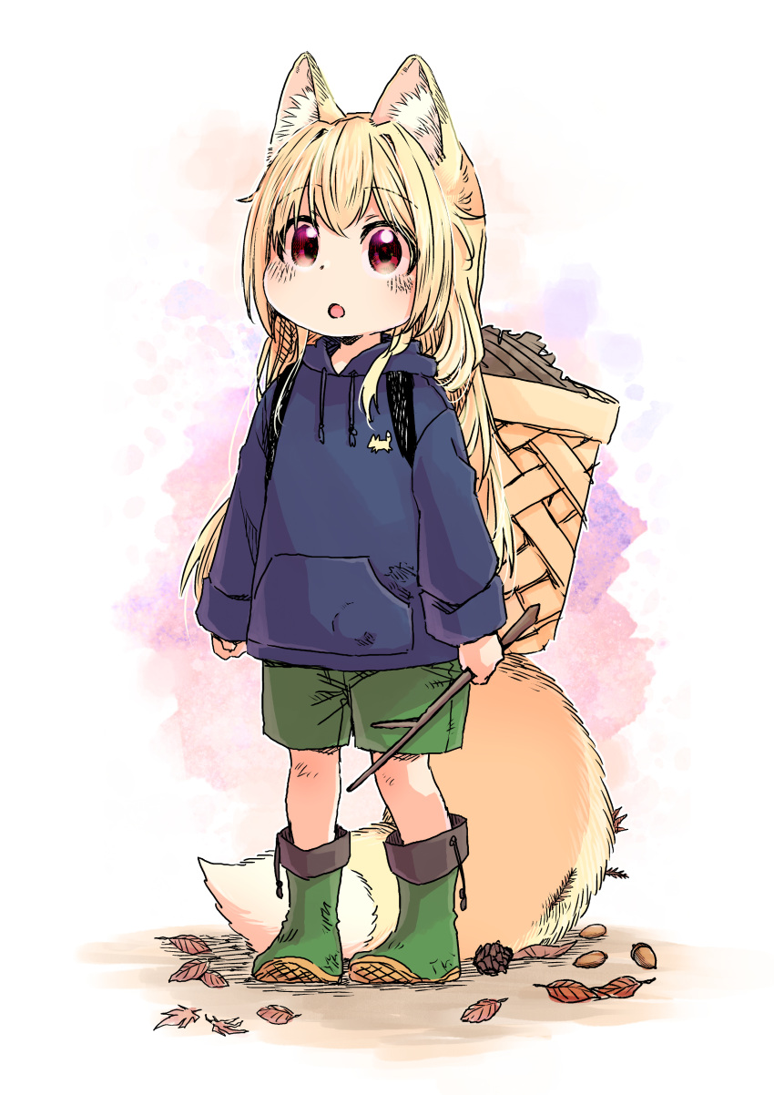Safebooru - 1girl absurdres acorn animal ear fluff animal ears autumn leaves basket blonde hair ...