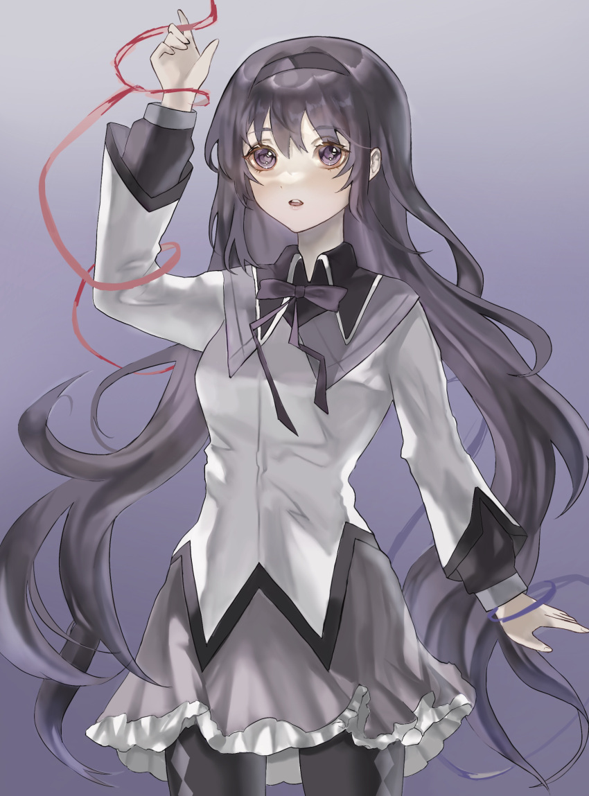 Safebooru - 1girl absurdres akemi homura argyle argyle legwear black hair gradient background ...