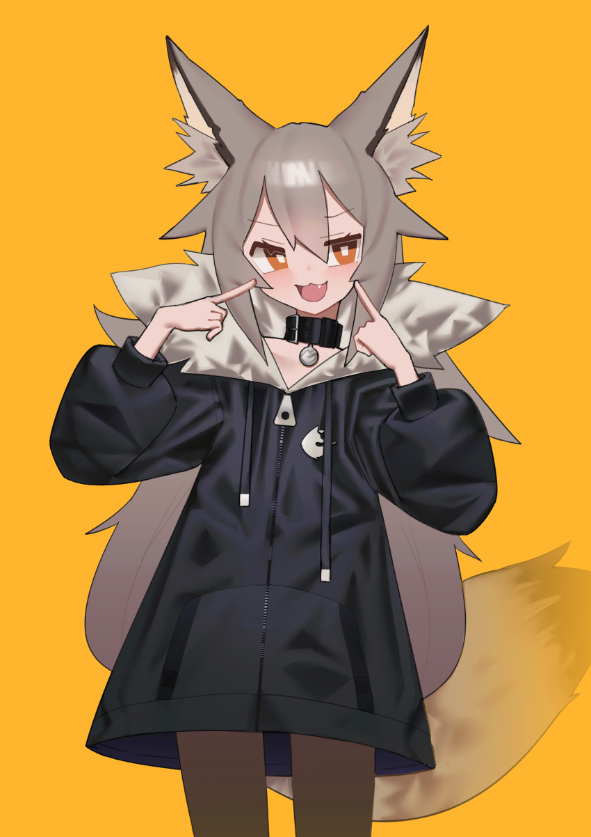 Safebooru - 1girl absurdres animal ears black jacket choker fang fox ...