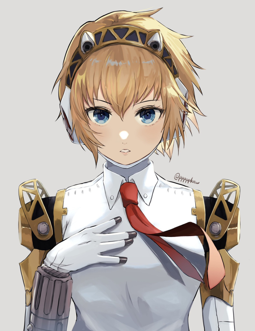 Safebooru - 1girl aegis (persona) android blue eyes collared shirt ...