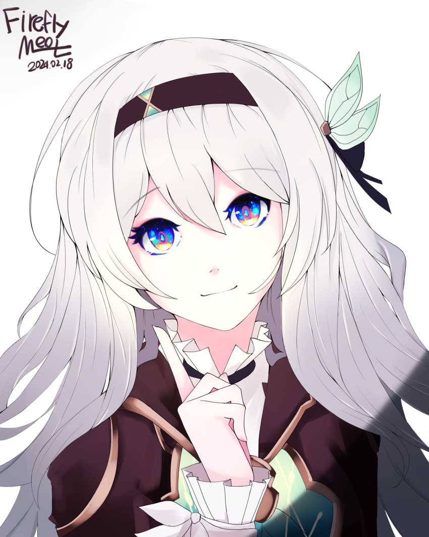 Safebooru - 1girl absurdres black hairband black jacket black ribbon blue eyes blue pupils bow ...