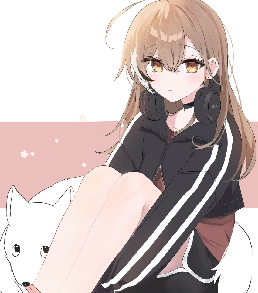 Safebooru - 1girl absurdres ahoge brown eyes brown hair headphones highres hololive hololive ...