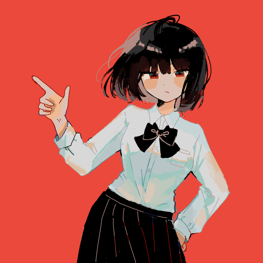 Safebooru 1girl Black Bow Black Bowtie Black Hair Black Skirt Bob Cut 8339