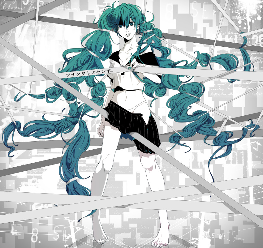 Safebooru - akiakane aqua aqua eyes aqua hair barefoot hatsune miku highres legs long hair ...