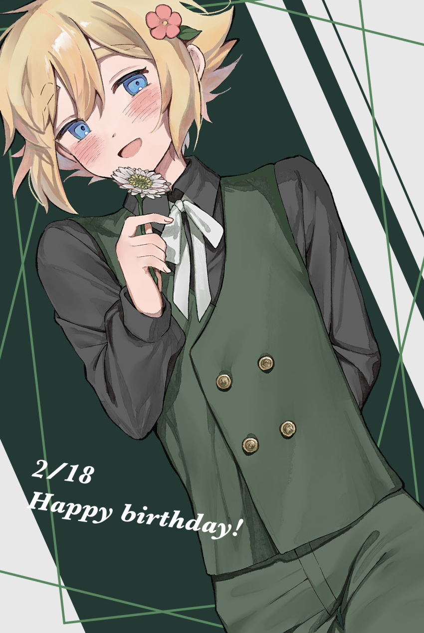 Safebooru - 1boy alternate costume basil (faraway) (omori) basil (omori) black shirt blonde hair ...