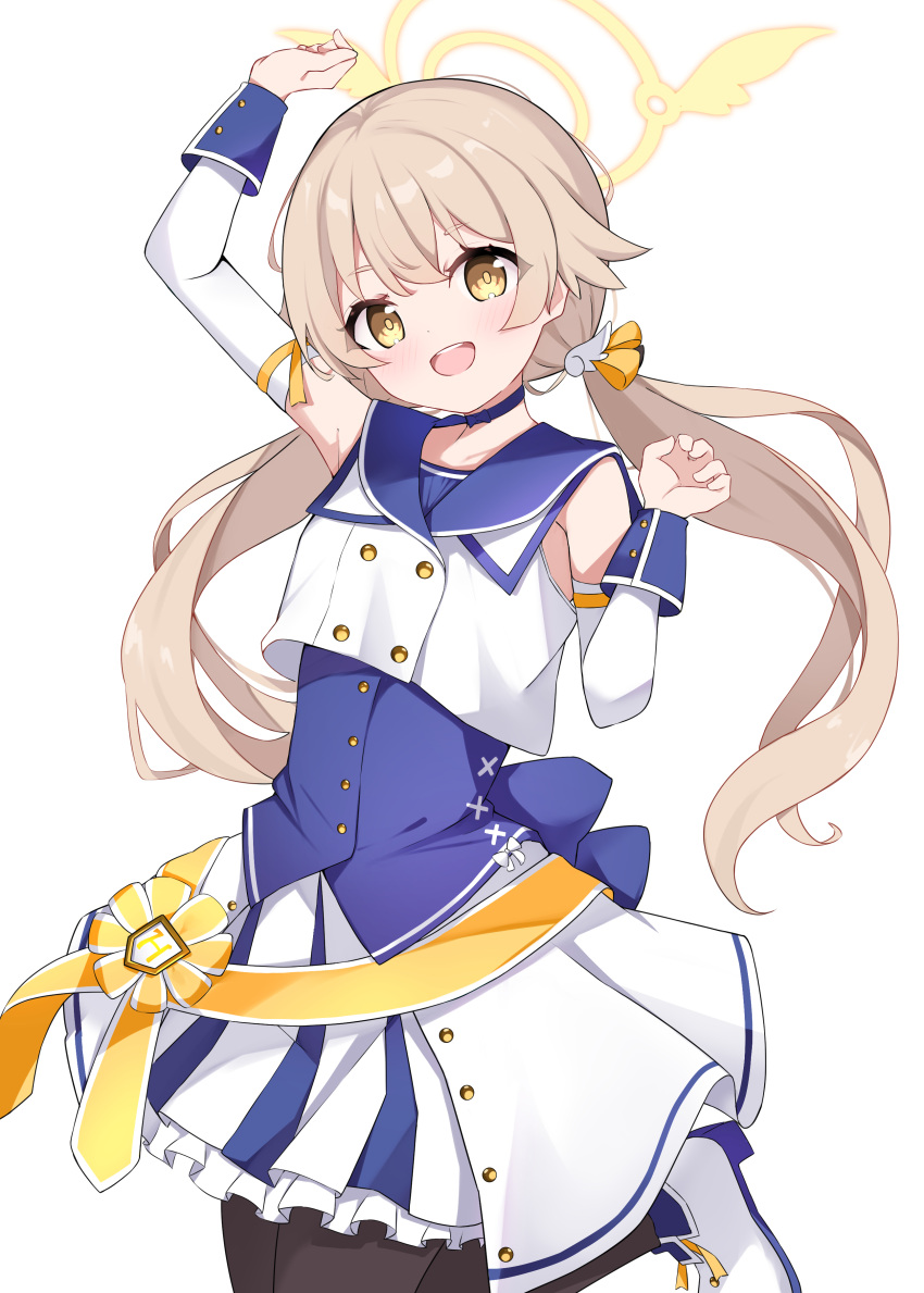 Safebooru - 1girl absurdres arm up black pantyhose blue archive blue choker blue sailor collar ...