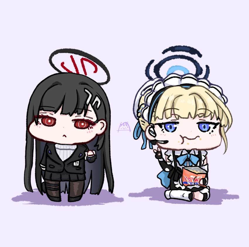 Safebooru - 2girls blue archive chibi eating highres multiple girls o ...