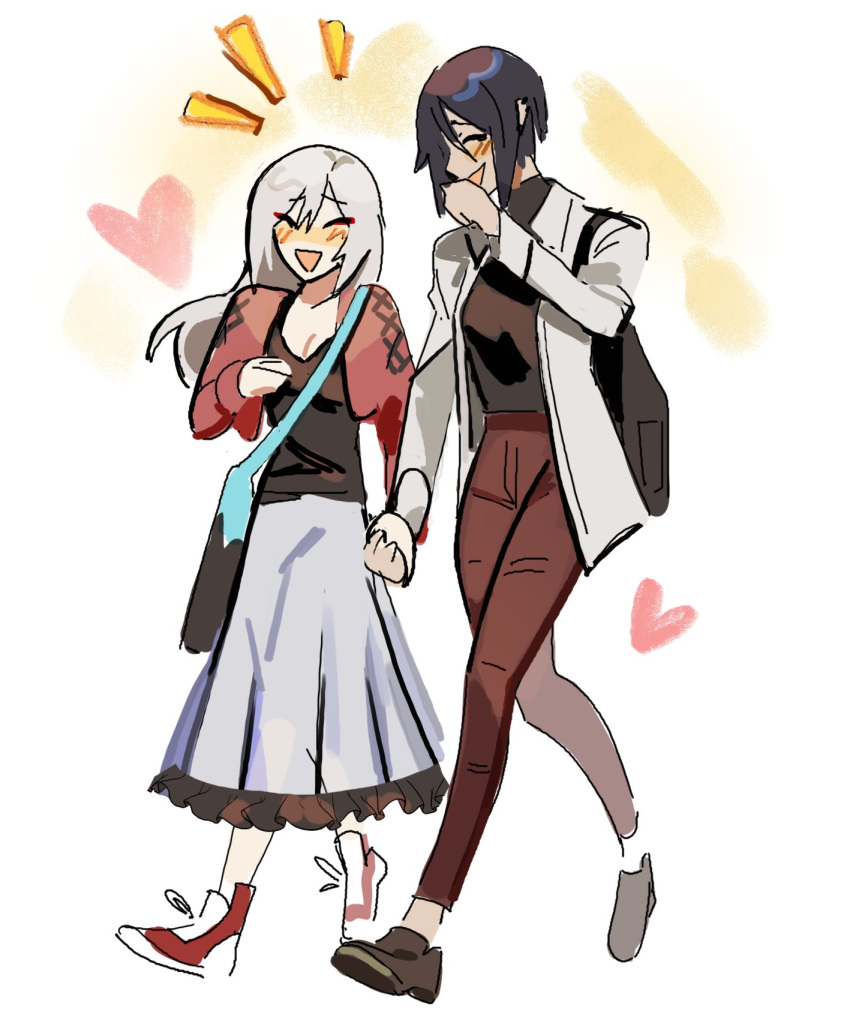 Safebooru - 2girls ariane yeong bag black hair blush closed eyes couple ...