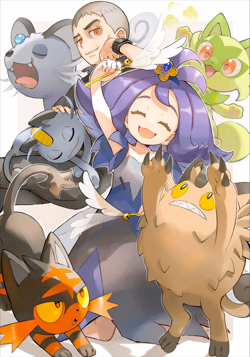 Safebooru - 1boy 1girl :d acerola (pokemon) alolan meowth alolan ...