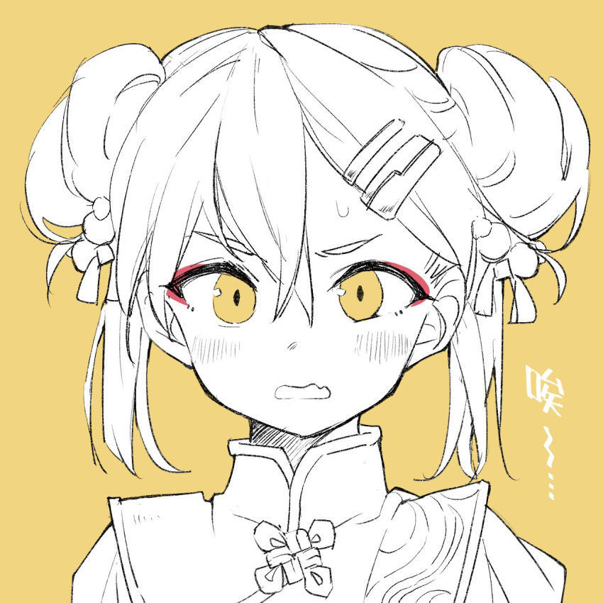 Safebooru - 1girl alternate hairstyle blush double bun fang hair bun ...