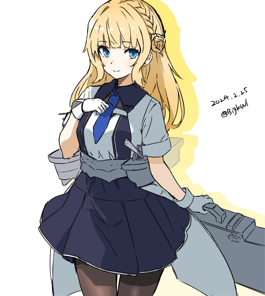Safebooru - 1girl absurdres bigkwl blonde hair blue eyes blue necktie blush braid breasts dress ...
