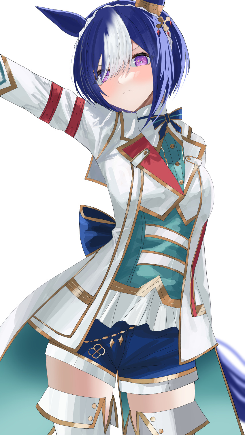 Safebooru - 1girl absurdres animal ears blue bow blue bowtie blue hair ...