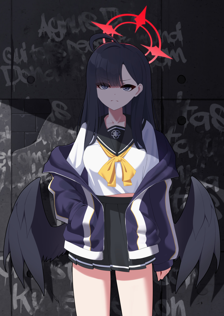 Safebooru - 1girl absurdres ahoge alternate costume black eyes black hair black jacket black ...