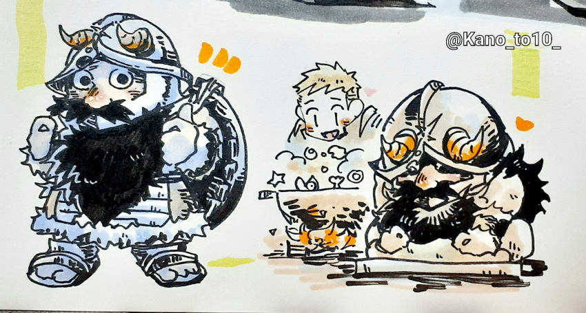 Safebooru - 2boys beard brown hair chibi collage dungeon meshi dwarf ...