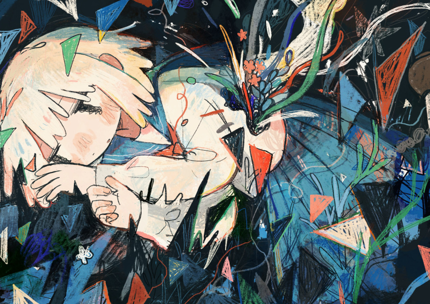 Safebooru - 1girl abstract background absurdres black eyes blue sailor ...