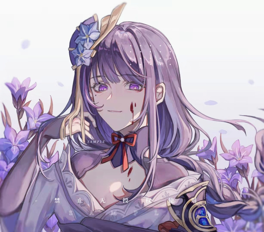 Safebooru - 1girl arm up blood blood on face blunt bangs braid bridal ...