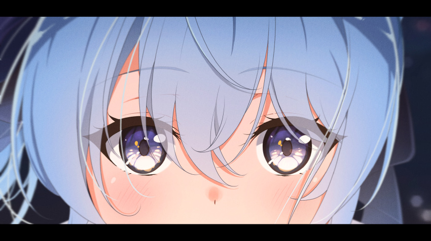 Safebooru - 1girl blue eyes blue hair blue ribbon blush close-up commentary diootaro double ...