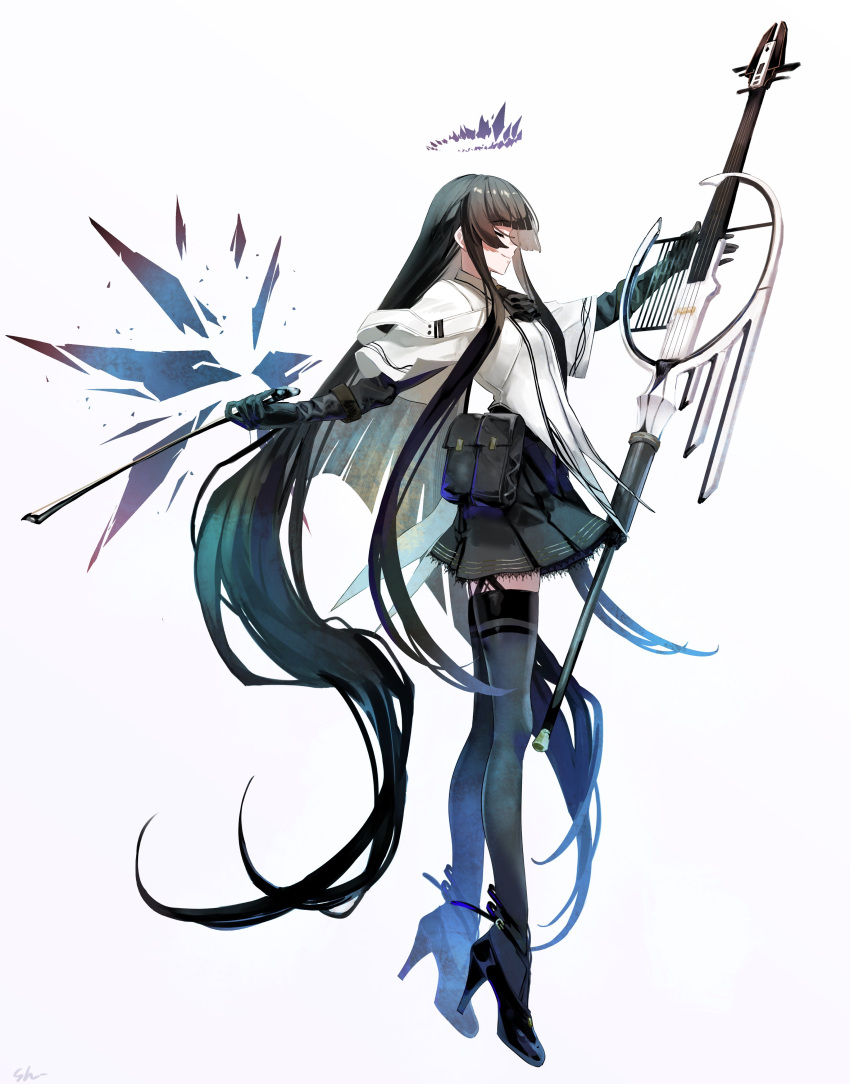Safebooru - 1girl 6546hr o0 absurdly long hair absurdres arknights arm up artist name ascot ...