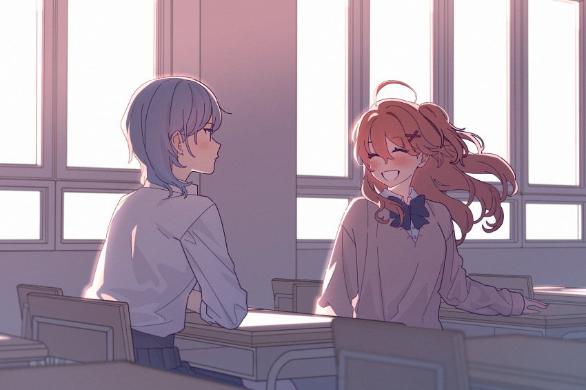 Safebooru - 14 (vision5032) 2girls ahoge blush closed eyes highres hololive hoshimachi suisei ...